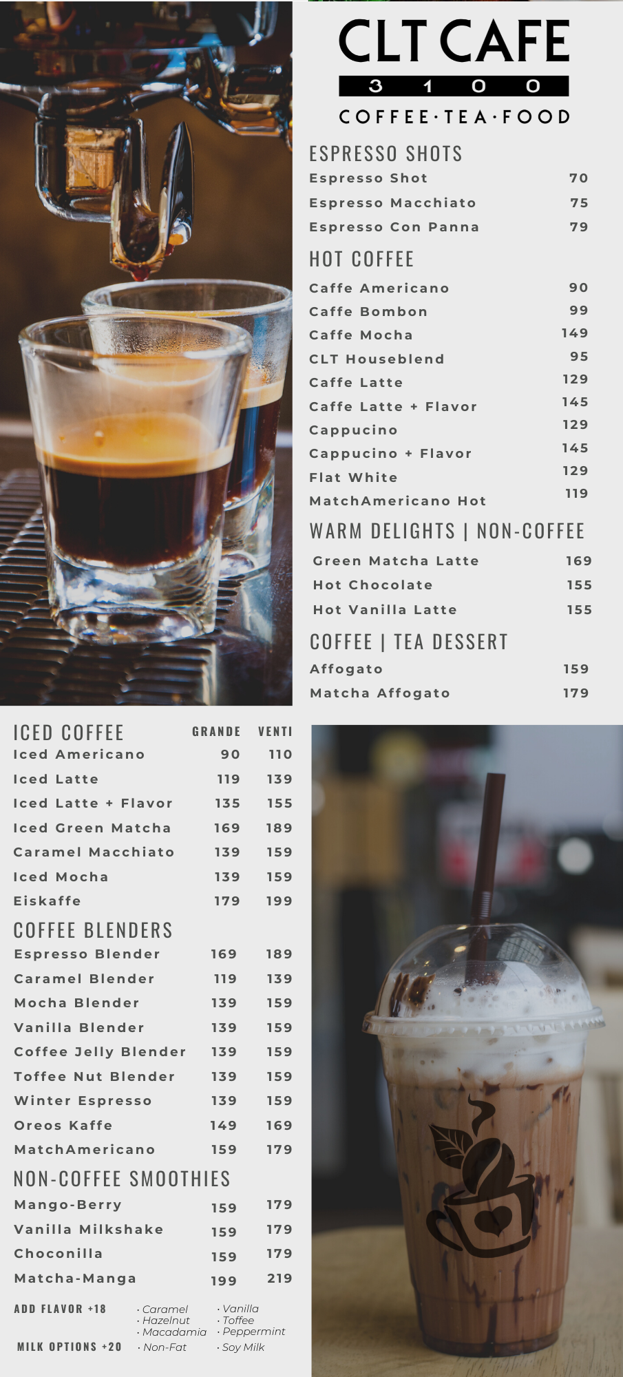 Menu | CLT Cafe® | Caffé La Tea®