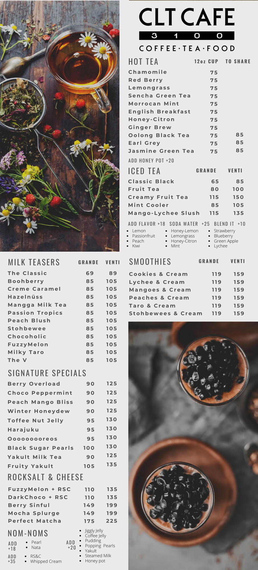 Menu | CLT Cafe® | Caffé La Tea®